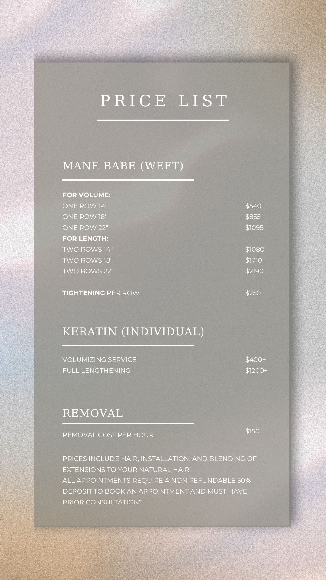 Extension Pricing – MICHELLE HAIR